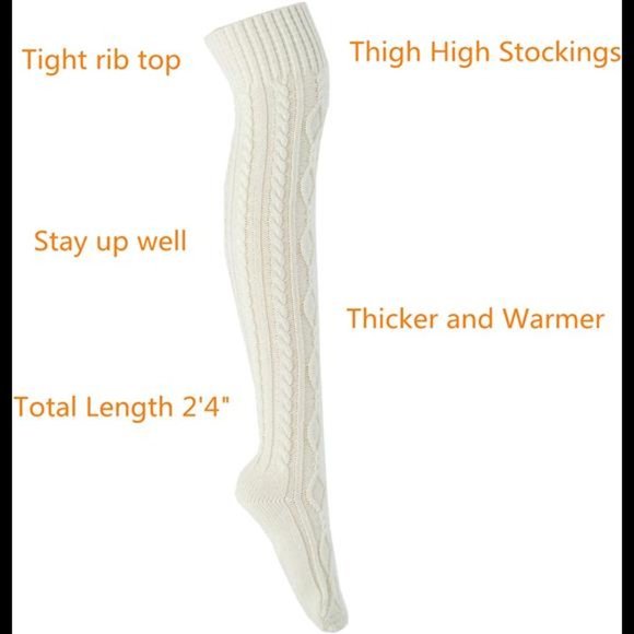 Accessories | Womens Cable Knit Thigh High Boot Socks Extra Long Winter ...